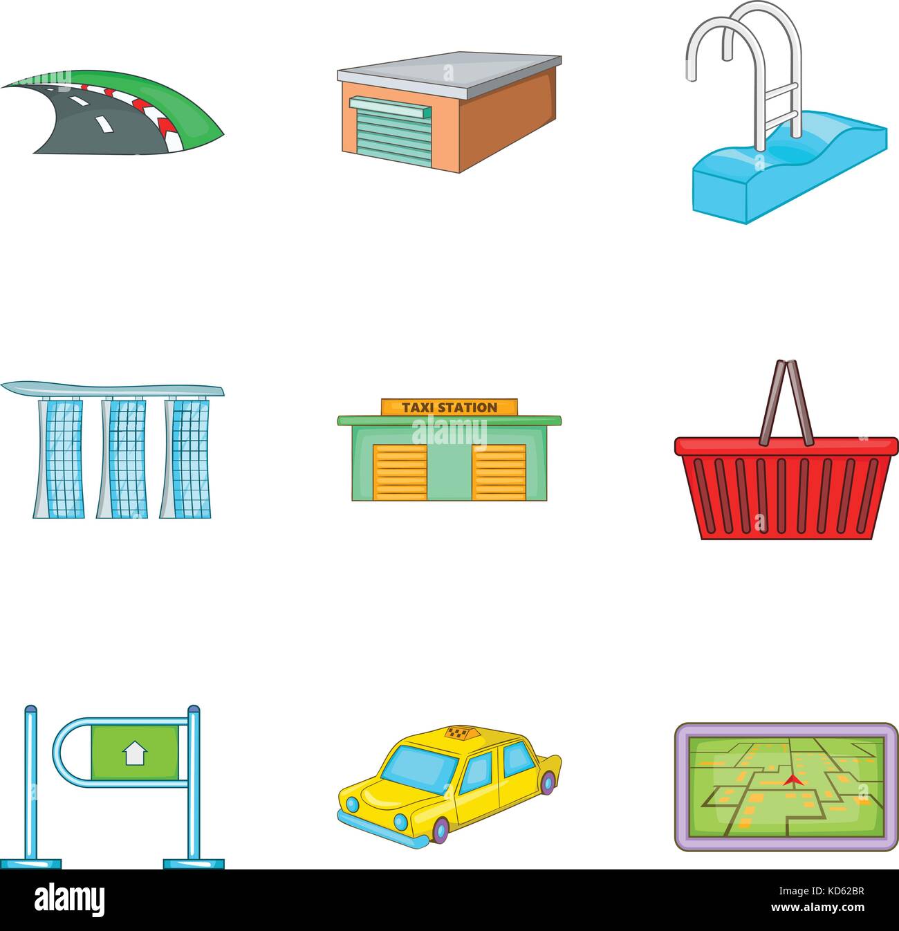 Provincial town icons set, cartoon style Stock Vector Image & Art - Alamy
