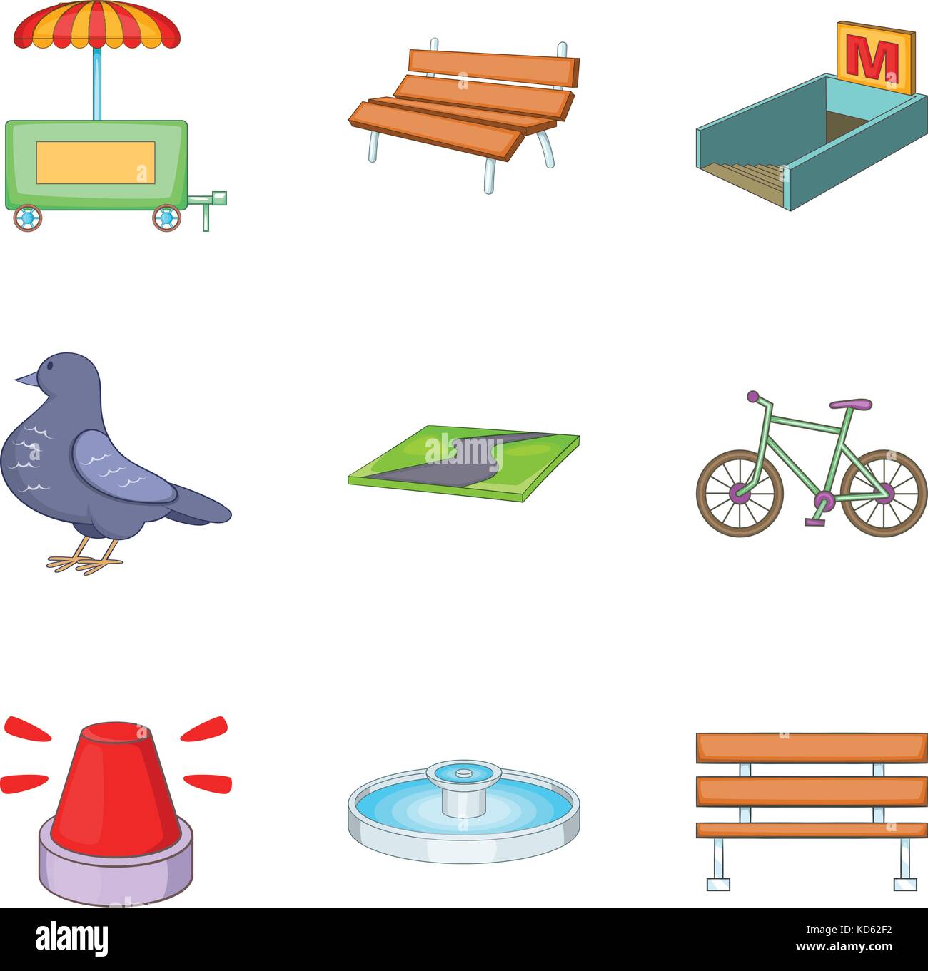 Developed town icons set, cartoon style Stock Vector Image & Art - Alamy