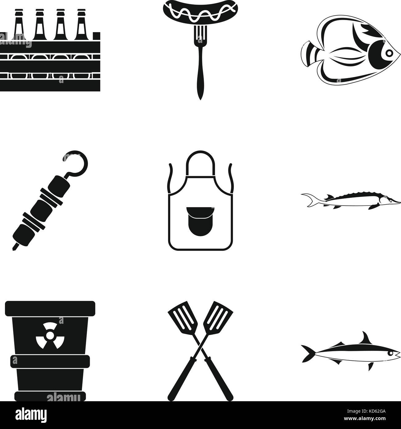 Fish roast icons set, simple style Stock Vector Image & Art - Alamy