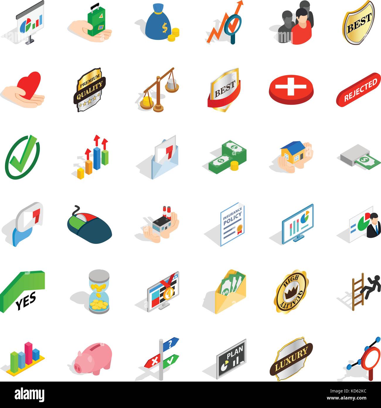 Quality icons set, isometric style Stock Vector Image & Art - Alamy