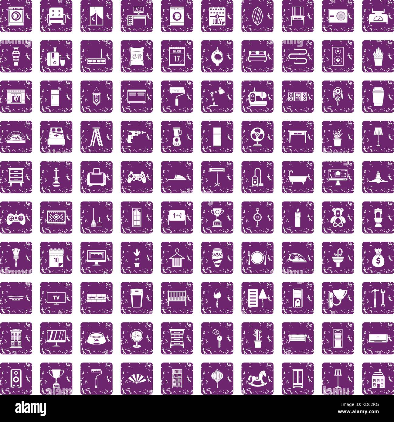 100 home icons set grunge purple Stock Vector Image & Art - Alamy