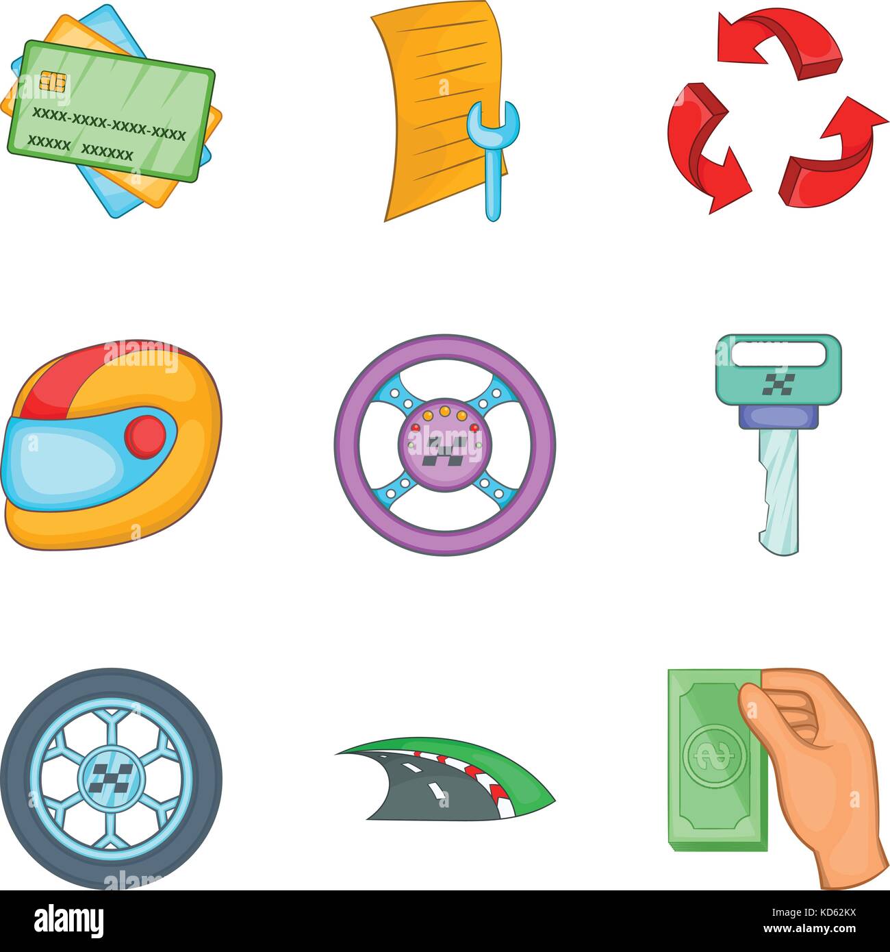 Pit stop icons set, cartoon style Stock Vector Image & Art - Alamy