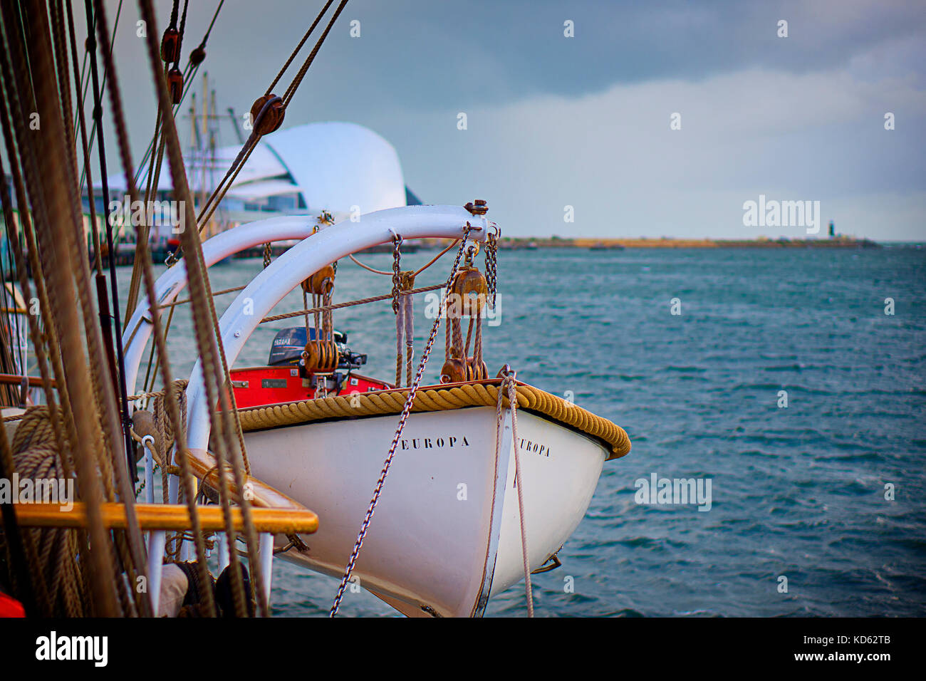 Life boat on tall ship in Fremantle port, Western Australia Stock Photo ...