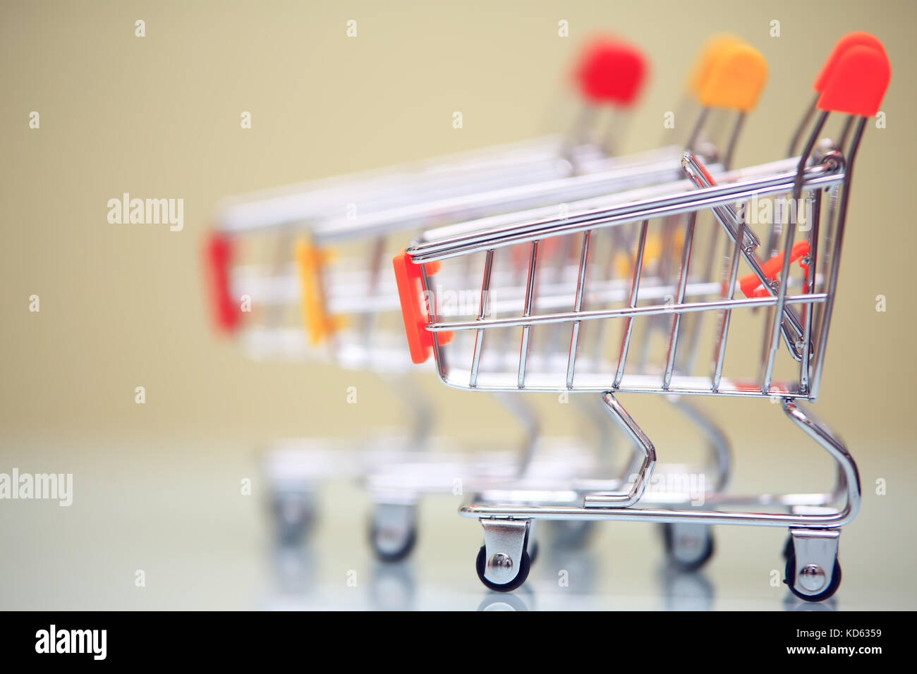Shopping background. Close-up of shopping carts in studio light Stock ...