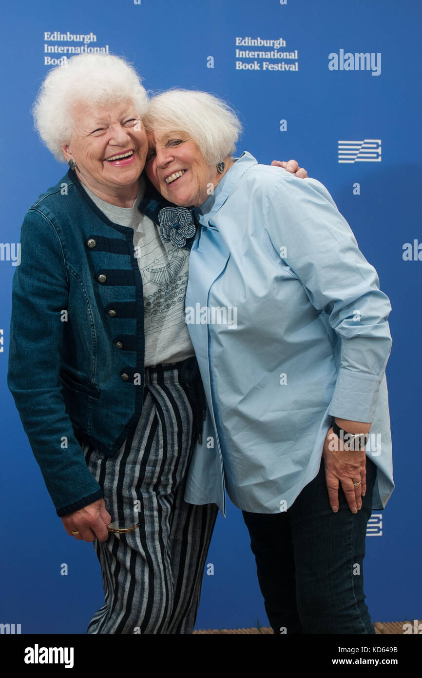 Ruth Wishart and Liz Lochhead attend a photocall during the Edinburgh ...