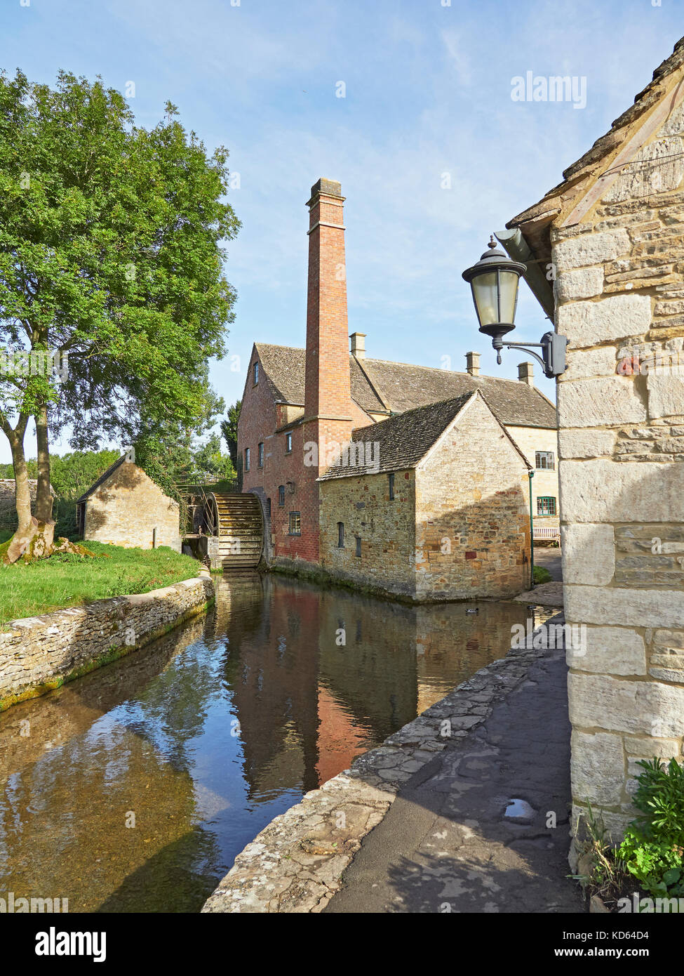 Cotswold village of Lower Slaughter with the River Eye and the water ...