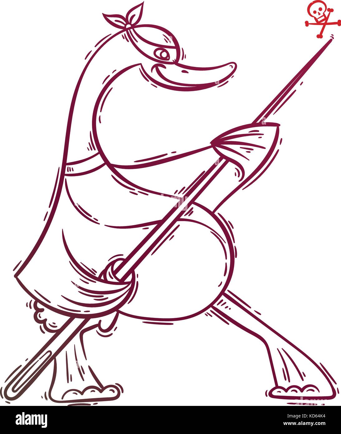 Illustration of Ninja Duck with needle. Karate bird hero. Vector ...