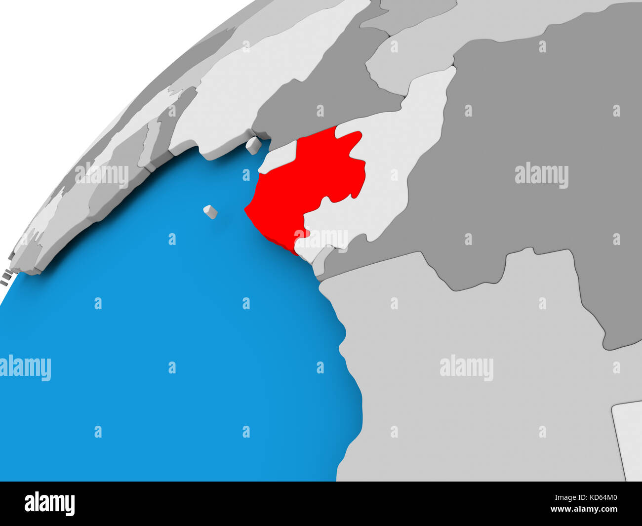 Gabon on simple political globe with visible country borders. 3D ...
