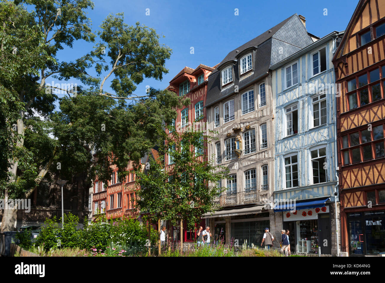 Rouen (north of France): facade of traditional Norman half-timbered ...