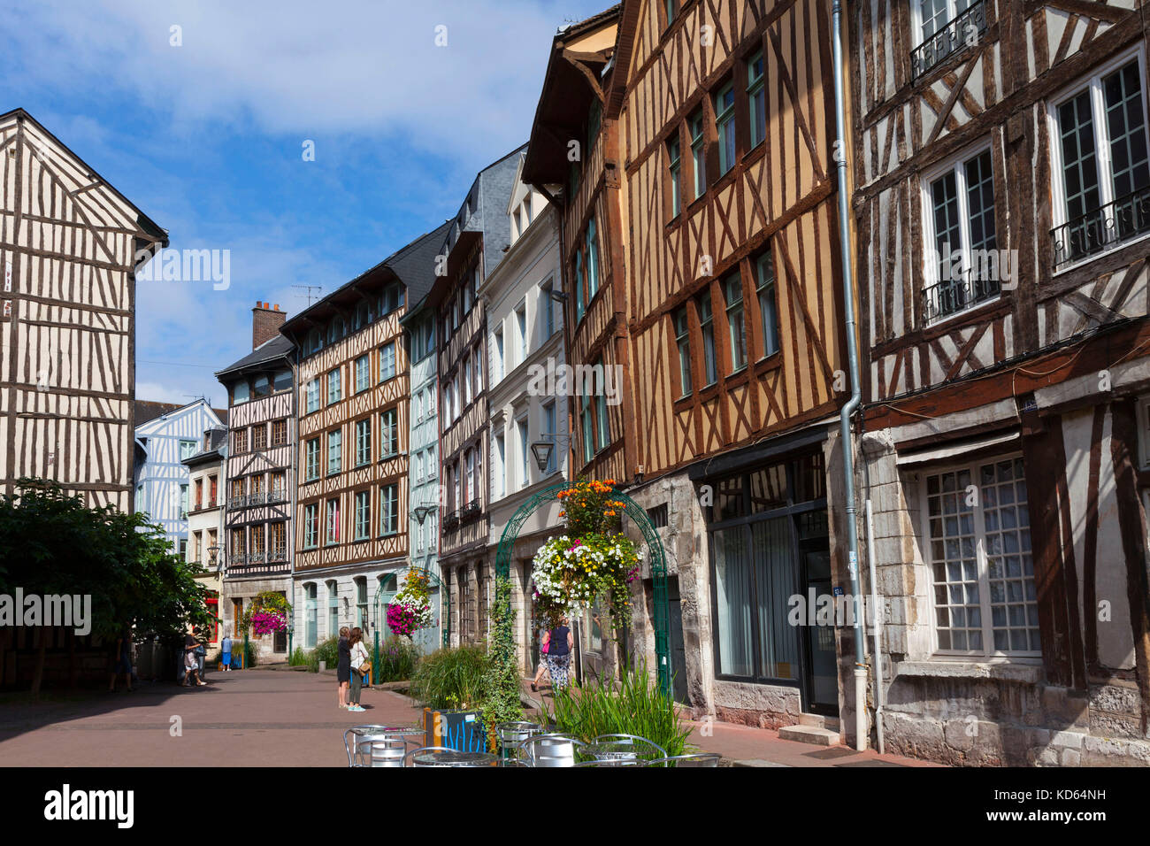 Rouen (north of France): facade of traditional Norman half-timbered ...