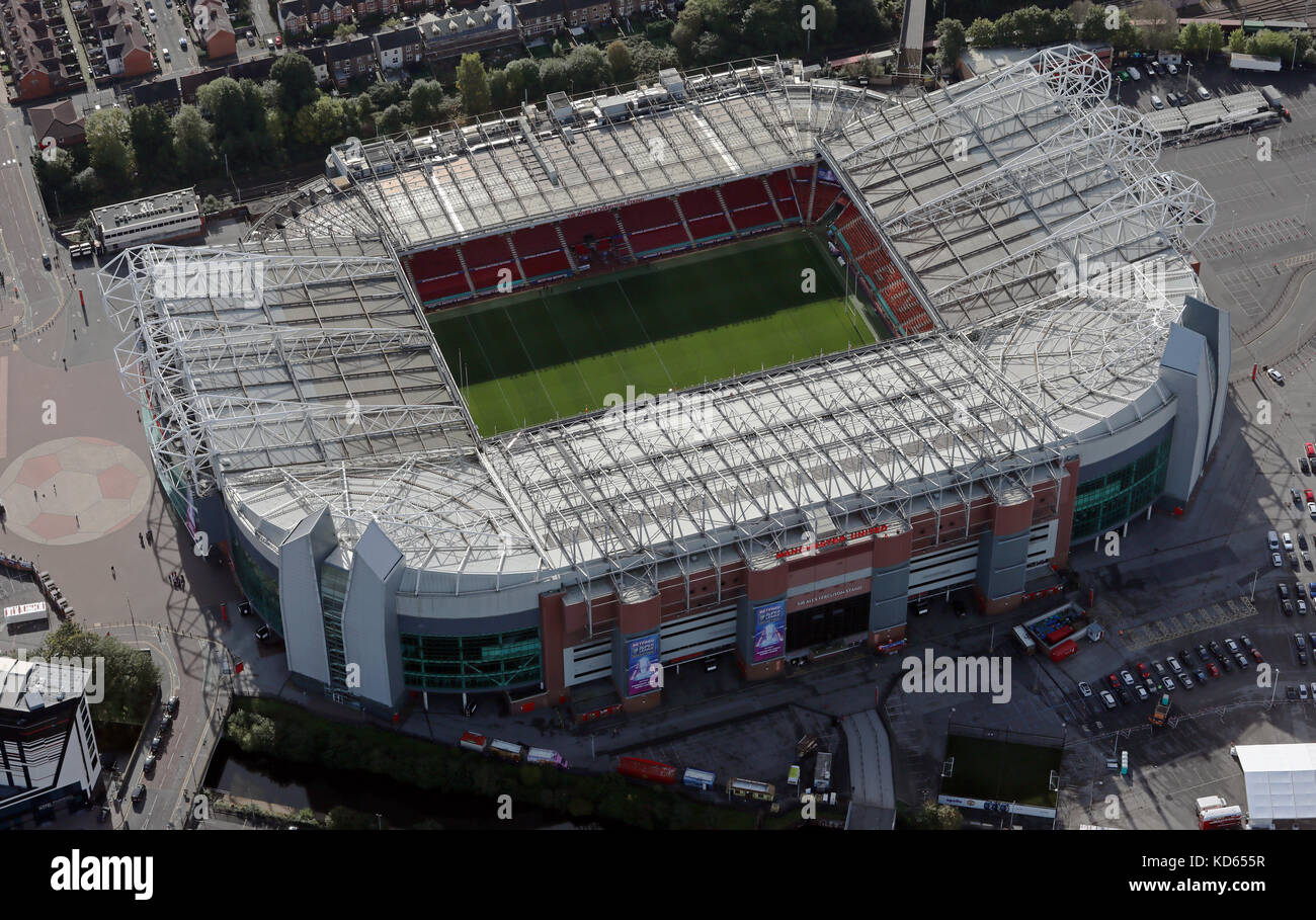 aerial view of Man United's Old Trafford Stadium, Manchester, UK Stock ...