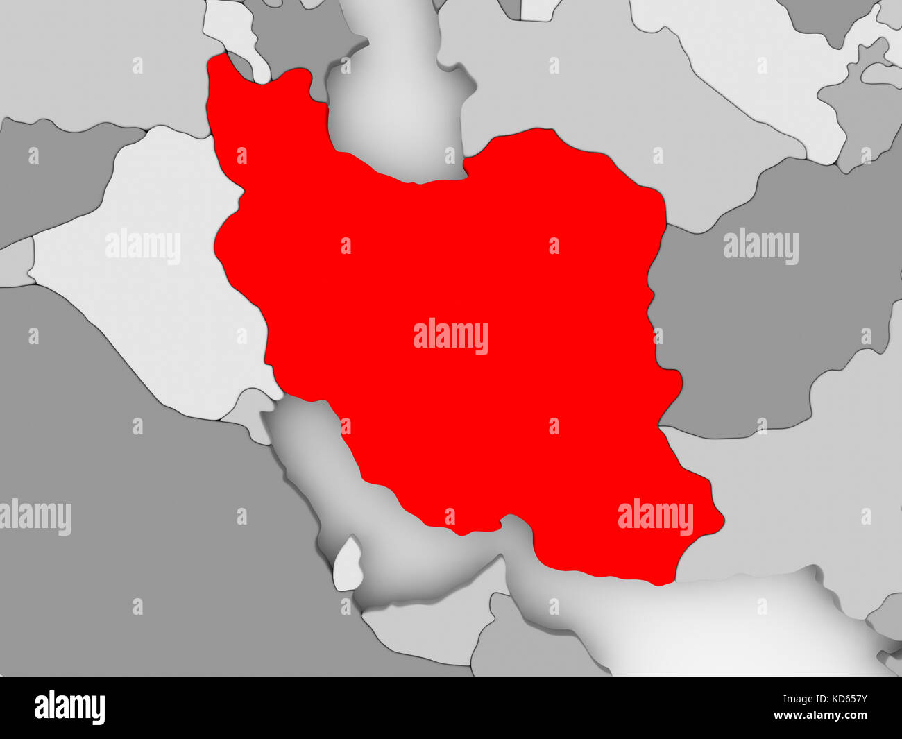 Iran in red on grey political map. 3D illustration Stock Photo - Alamy