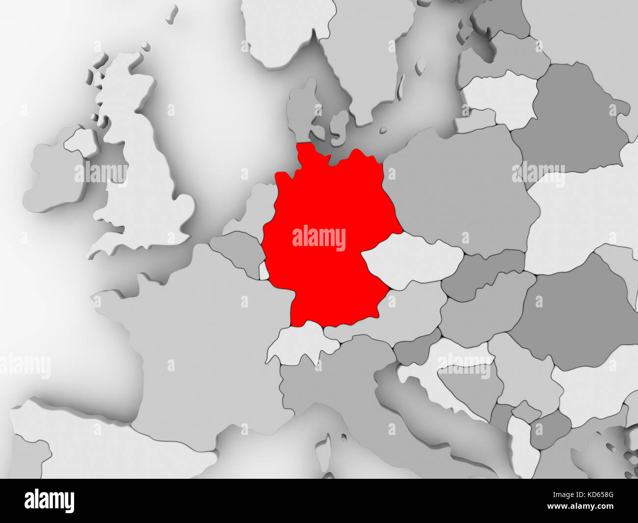 Germany in red on grey political map. 3D illustration Stock Photo - Alamy
