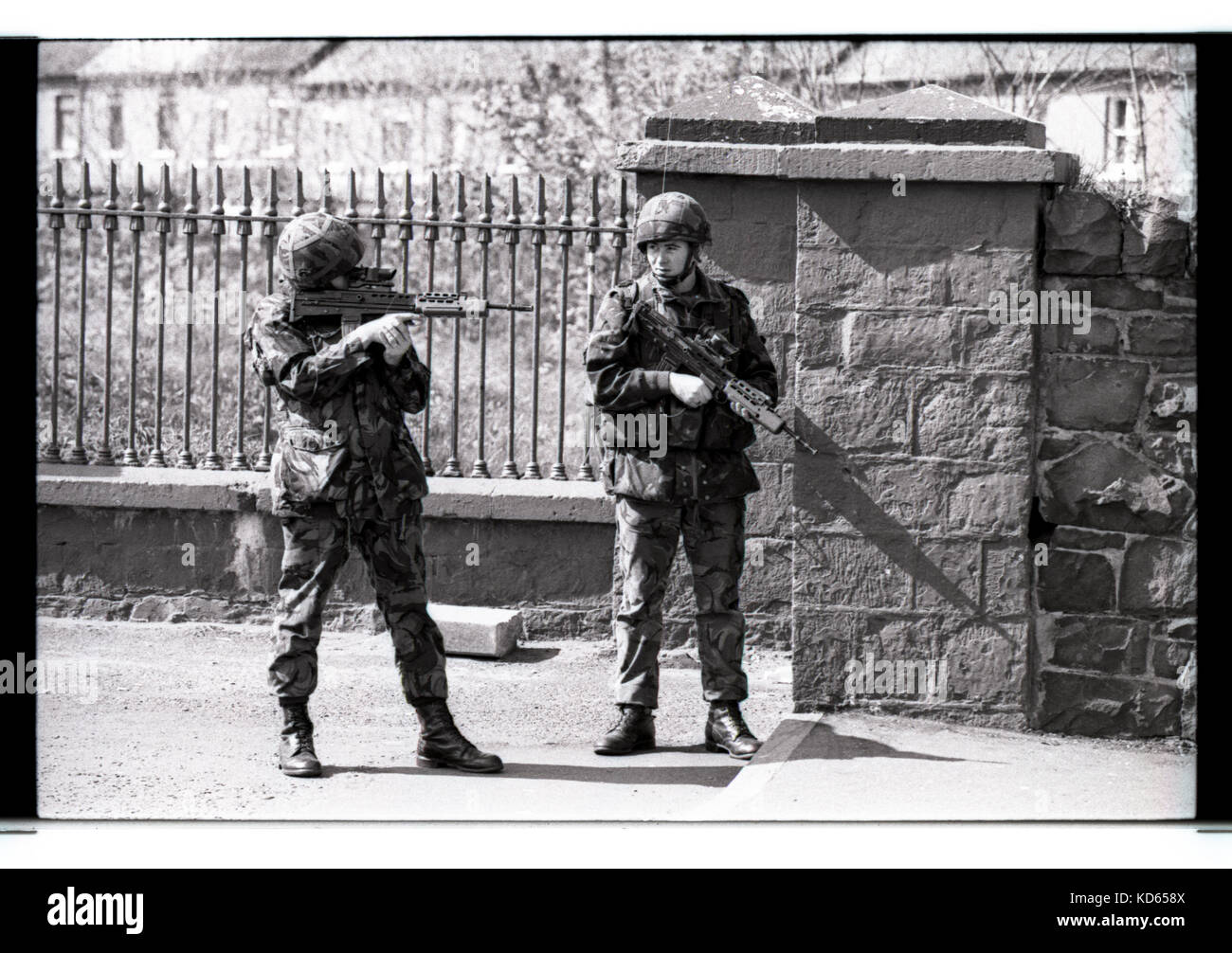 ARCHIVE IMAGE IN BLACK & WHITE - A British Army patrol is seen on the ...