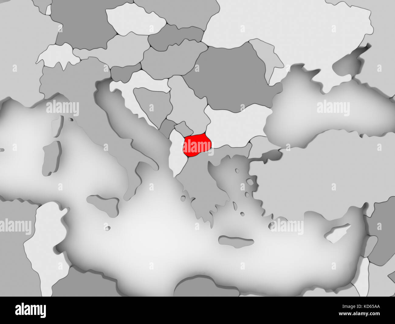 Macedonia in red on grey political map. 3D illustration Stock Photo - Alamy