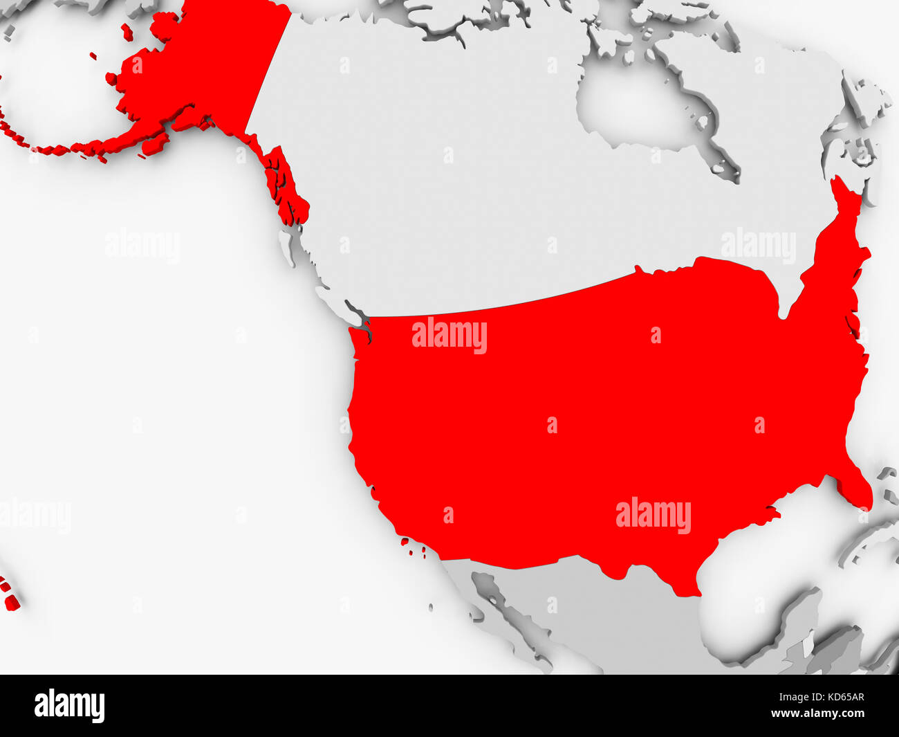 USA in red on grey political map. 3D illustration Stock Photo - Alamy