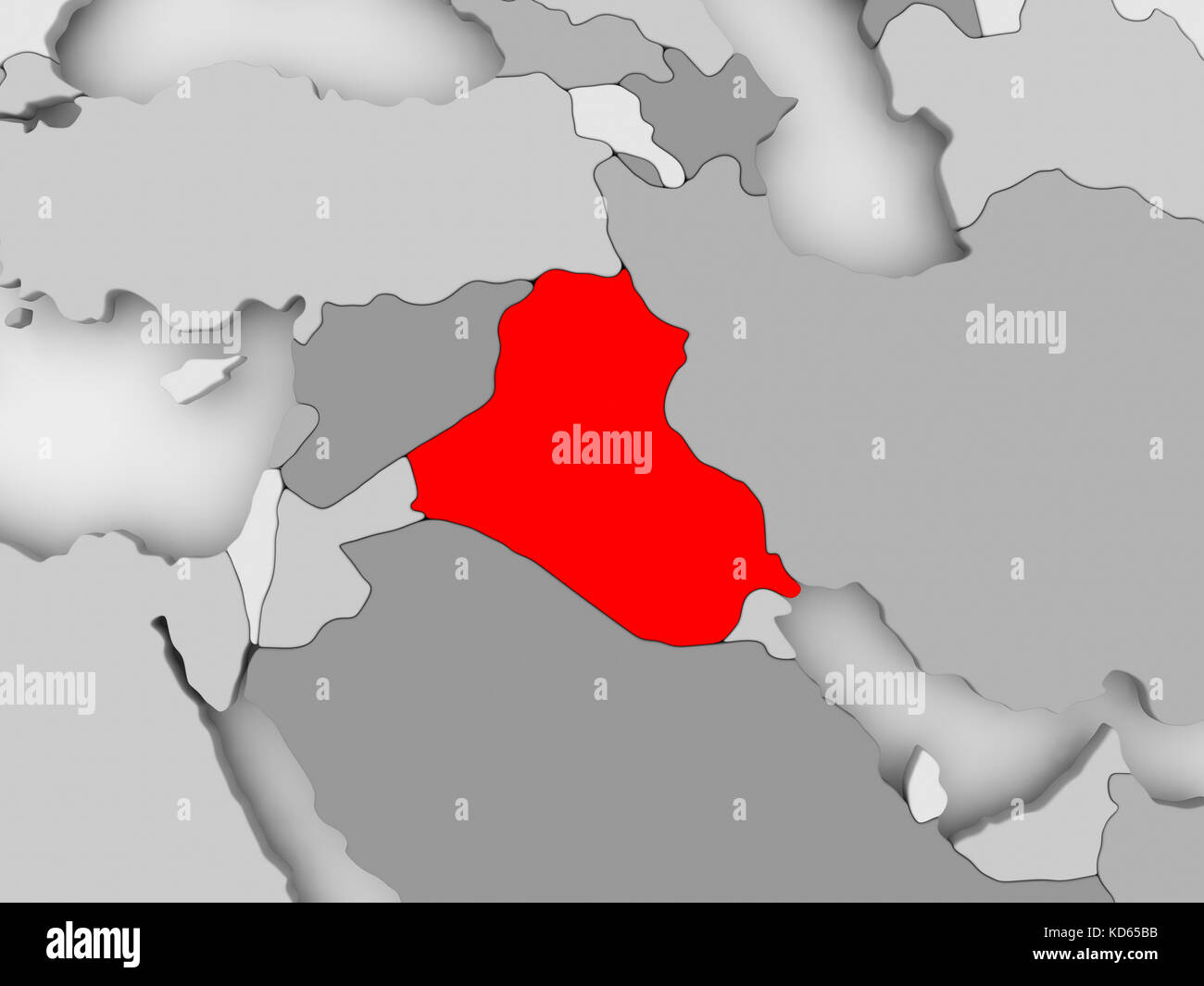 Iraq in red on grey political map. 3D illustration Stock Photo - Alamy