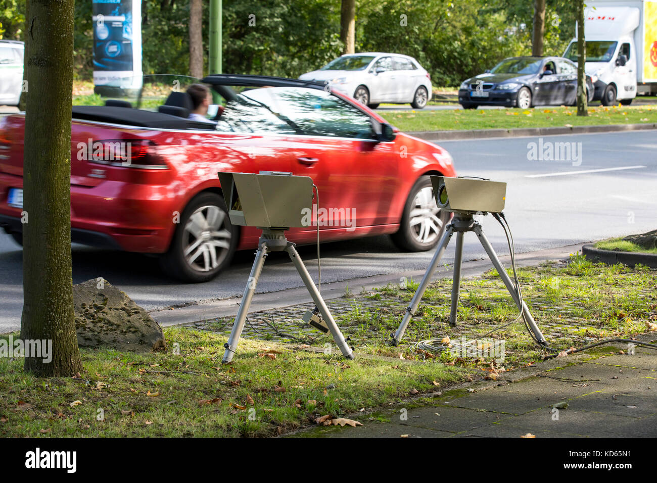 Speed control by German police in Essen, Germany, speed camera ...