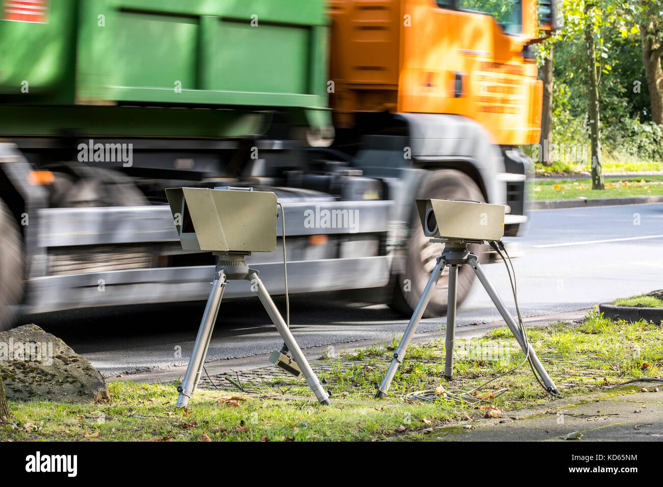 Speed control by German police in Essen, Germany, speed camera ...
