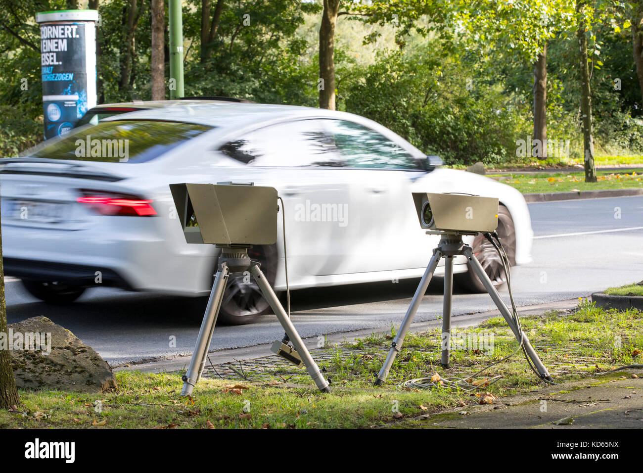 Speed control by German police in Essen, Germany, speed camera ...