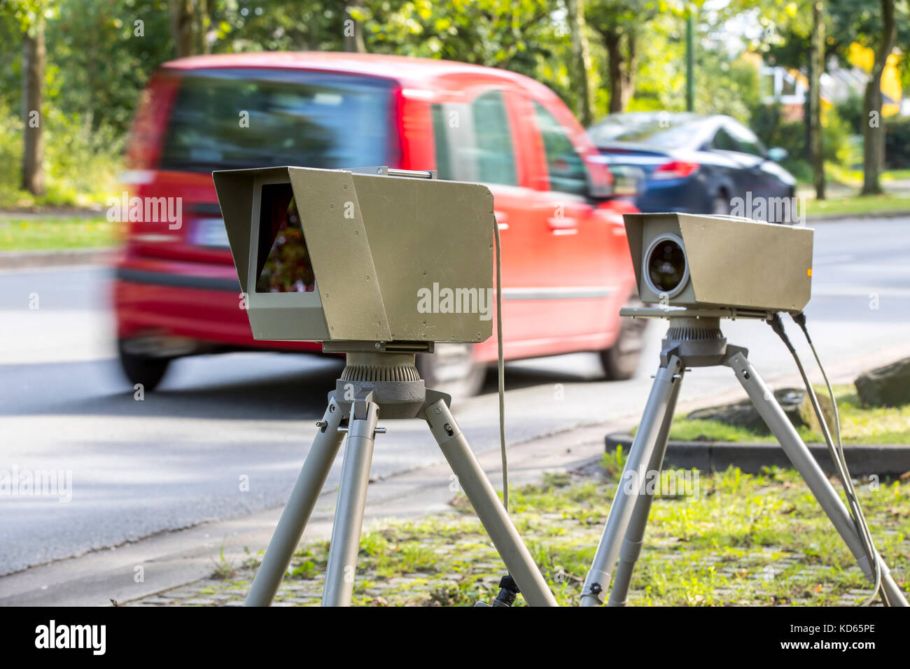 Speed control by German police in Essen, Germany, speed camera ...