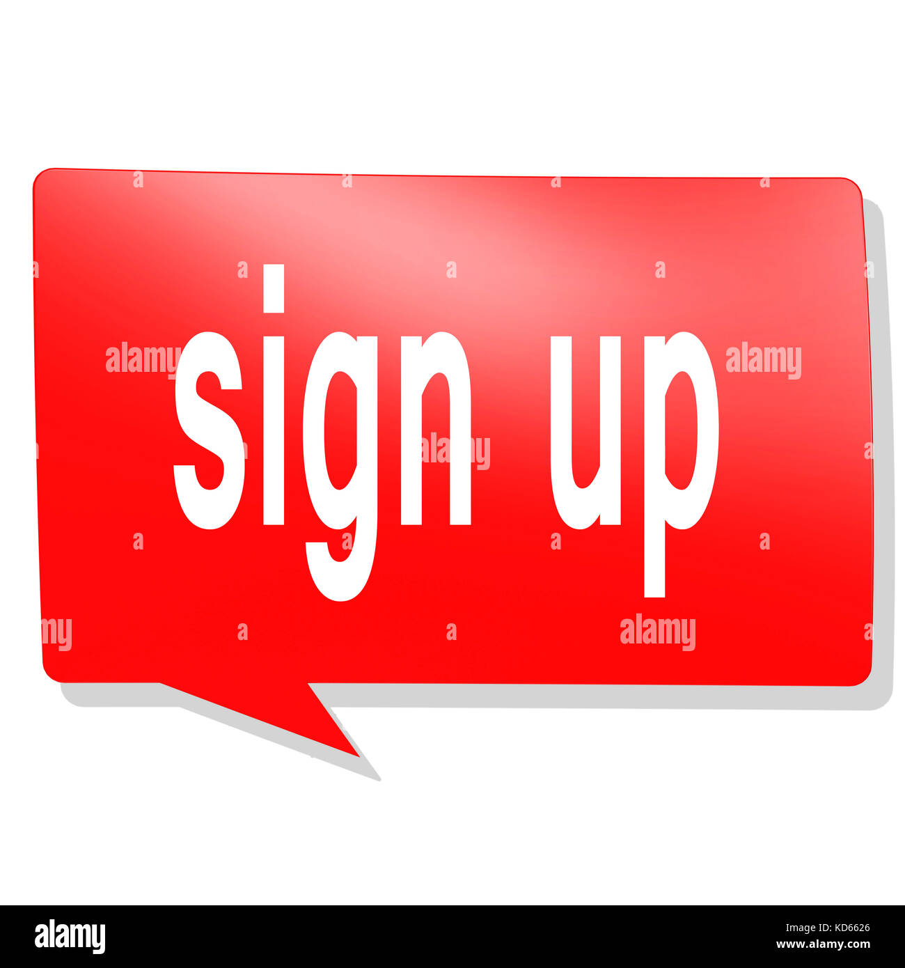 Sign up word on red speech bubble image with hi-res rendered artwork ...