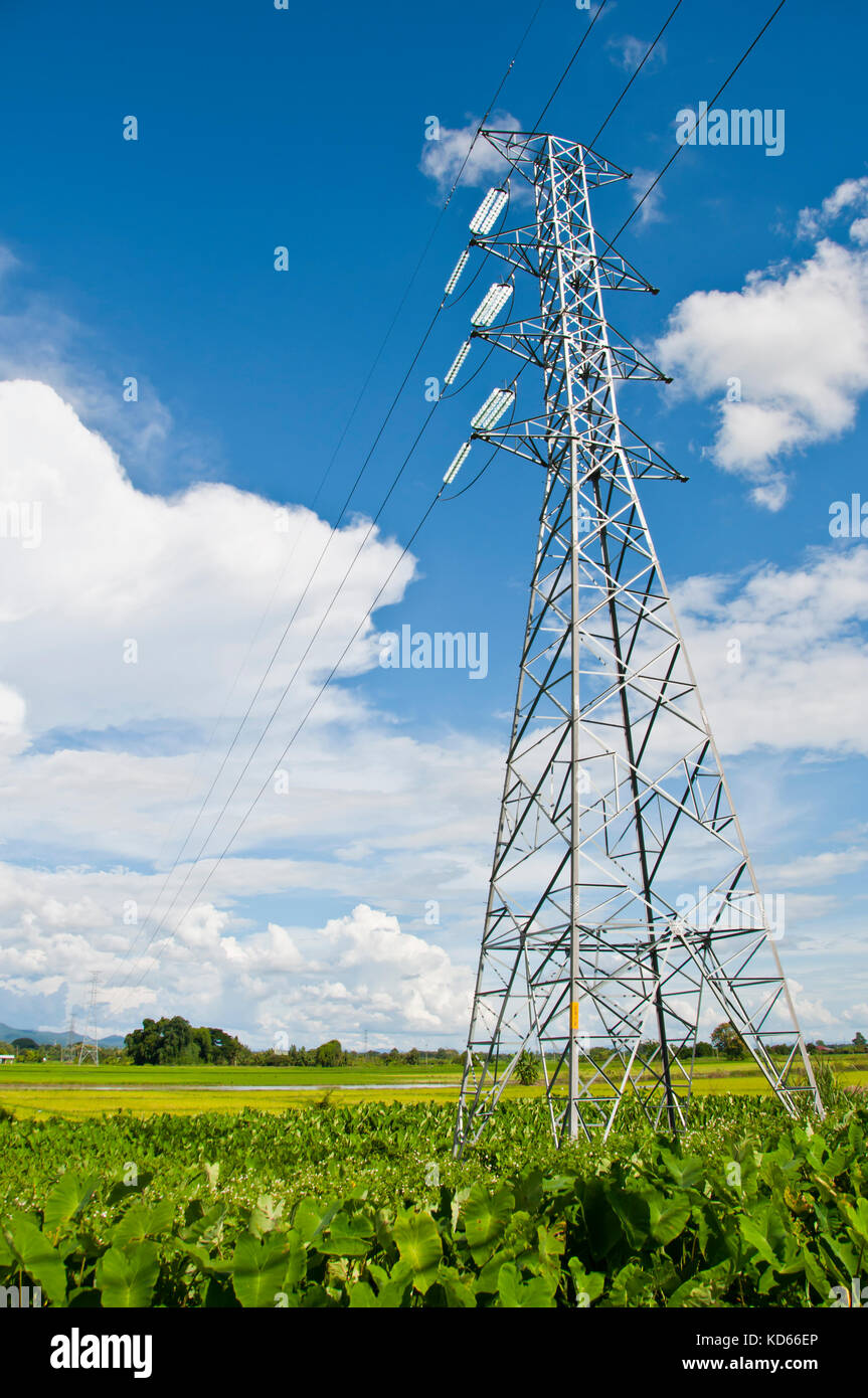 High voltage electrical power tower Stock Photo - Alamy