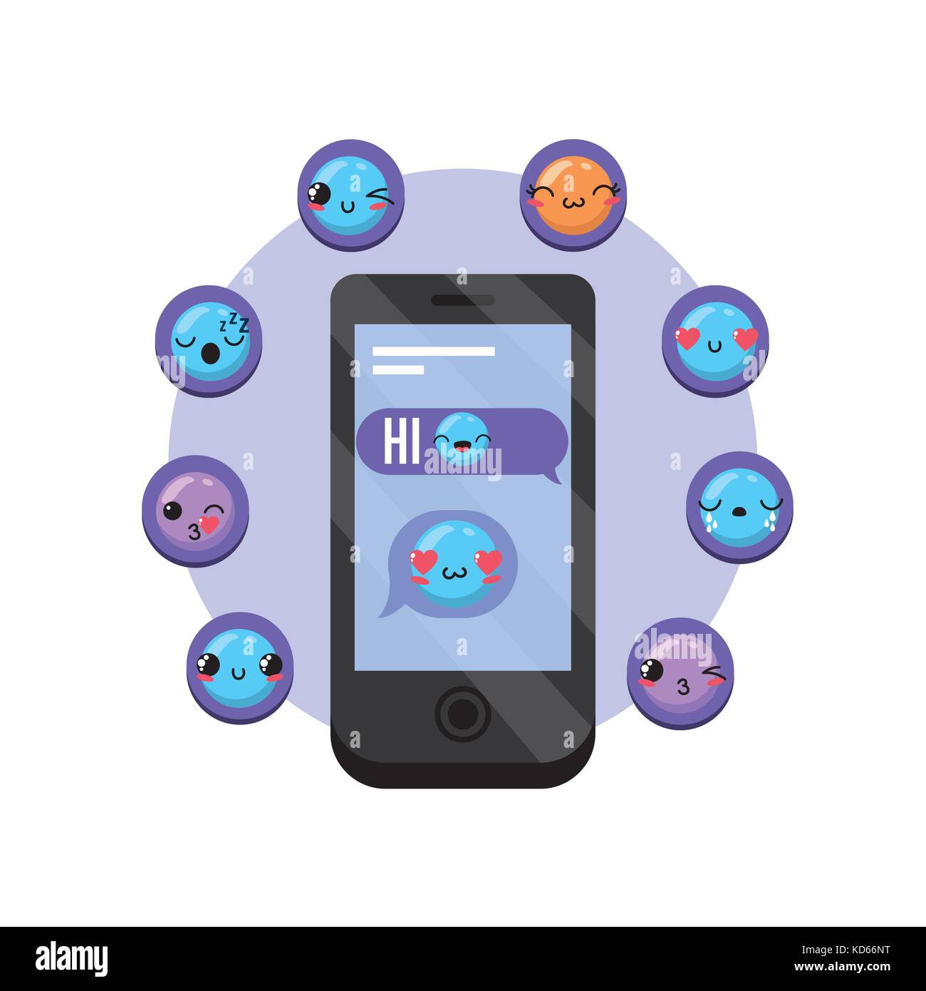 smartphone with message emoji design icon vector illustration Stock ...