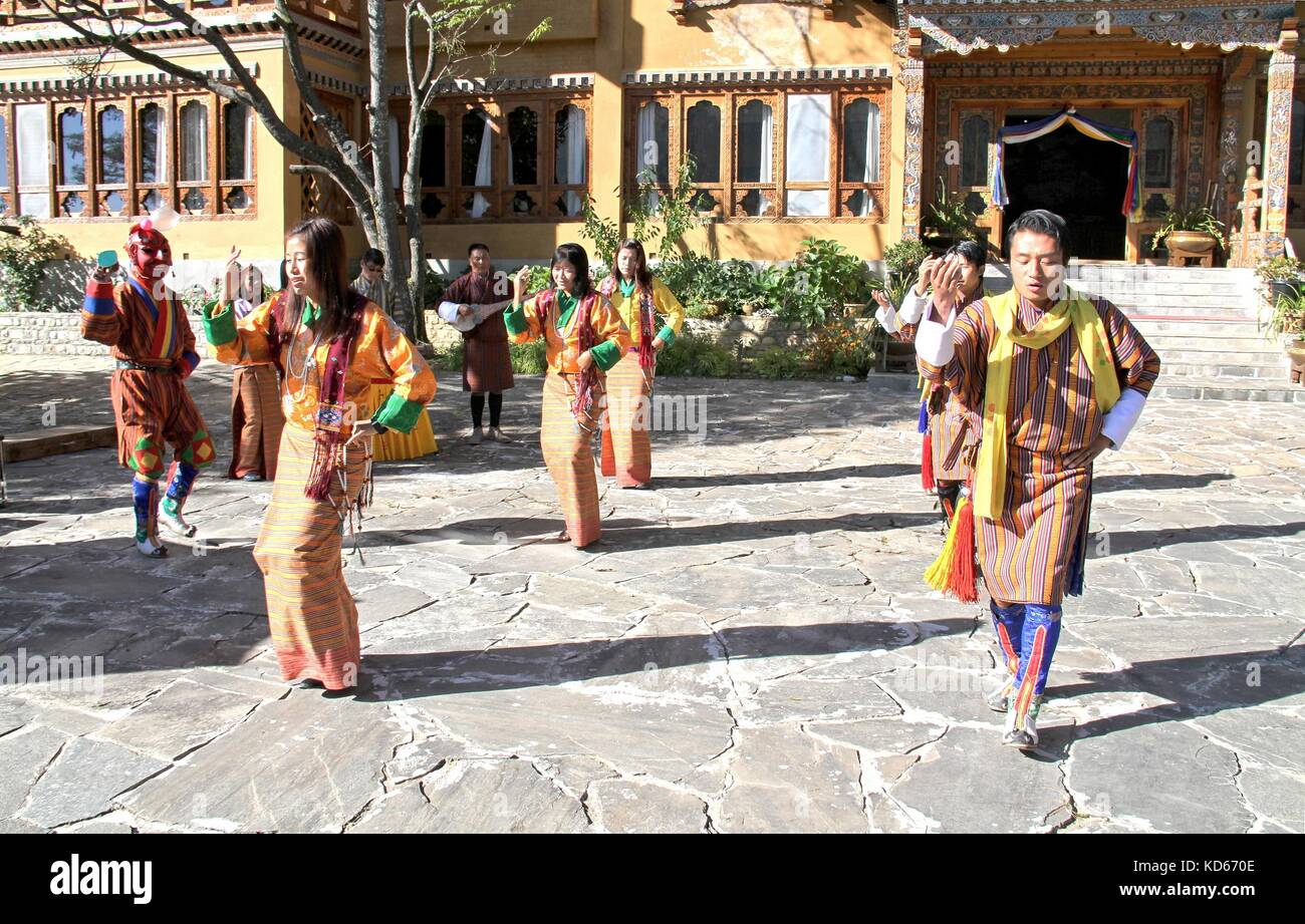 PARO, BHUTAN - November10, 2012 : Unidentified young dancers in ...