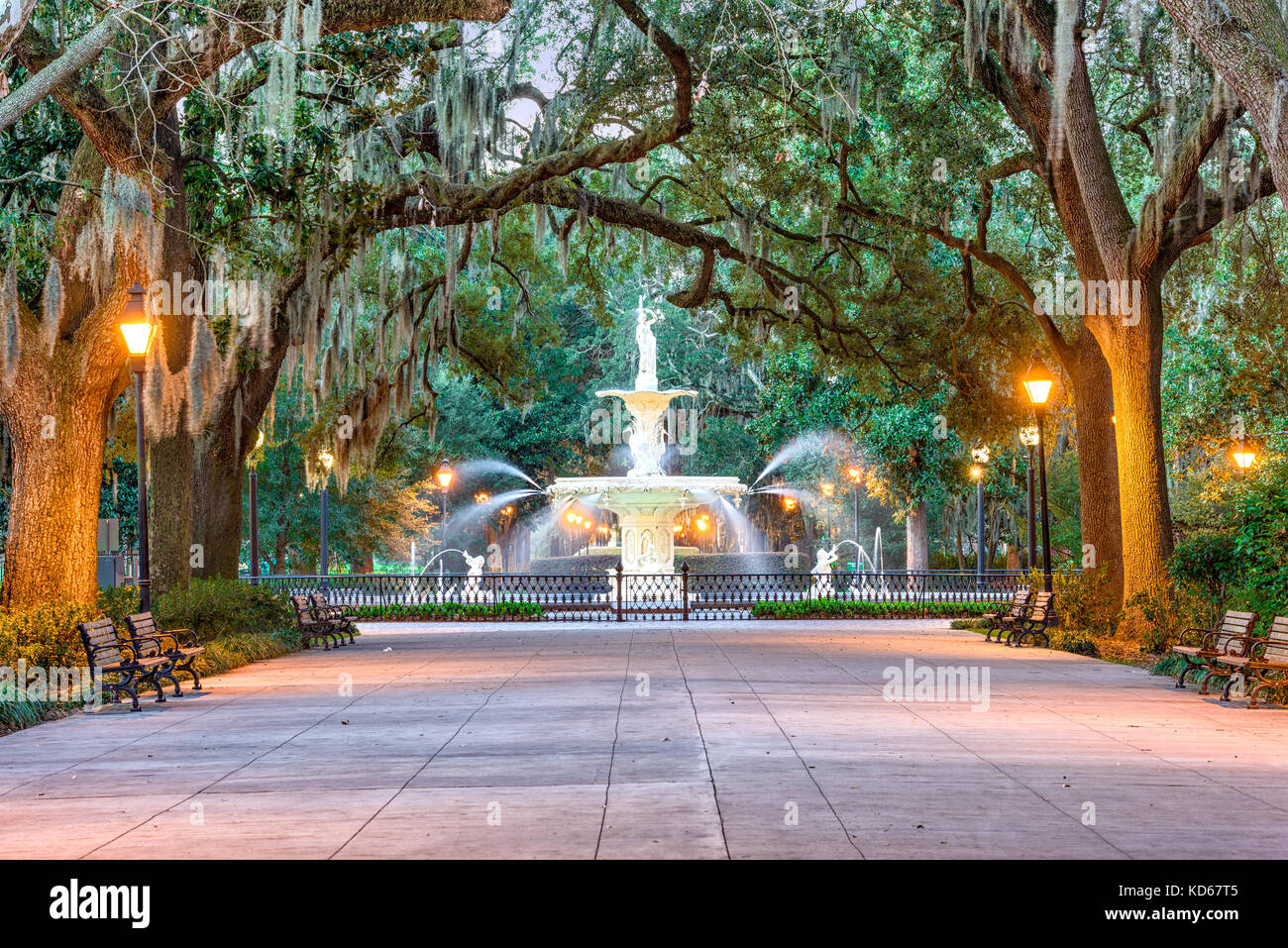 Savannah, Georgia, USA at Forsyth Park Stock Photo - Alamy