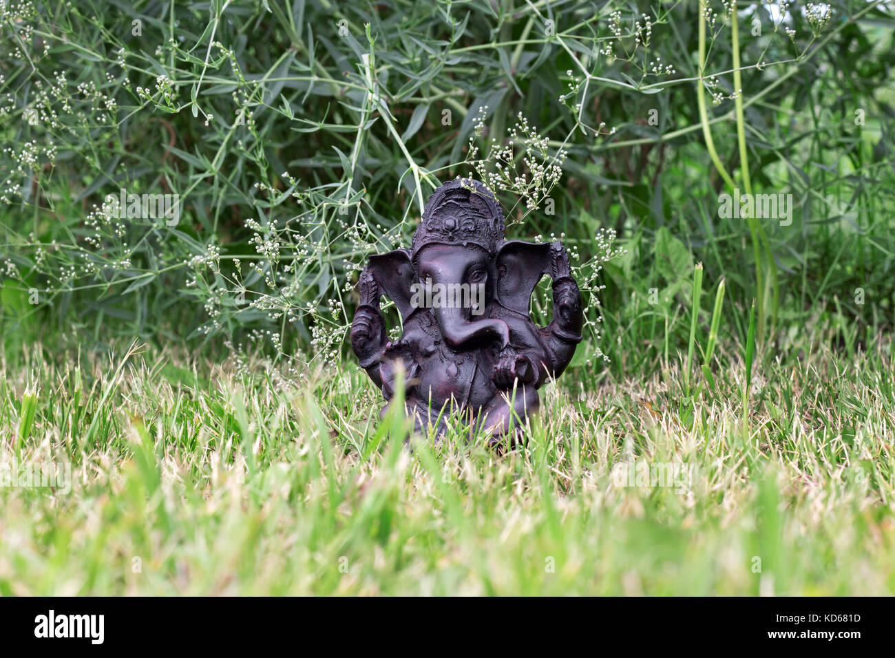 Hindu God Ganesha. Ganesha Idol in green grass Stock Photo - Alamy