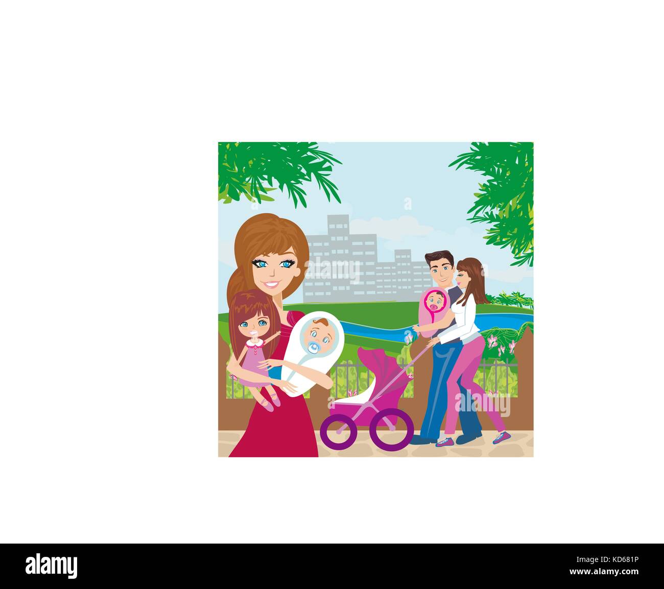 family walk in the park Stock Vector Image & Art - Alamy