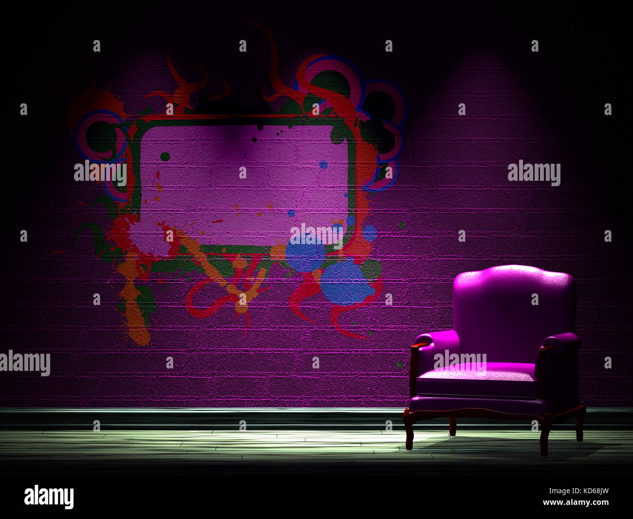 Alone chair in dark minimalist interior Stock Photo - Alamy