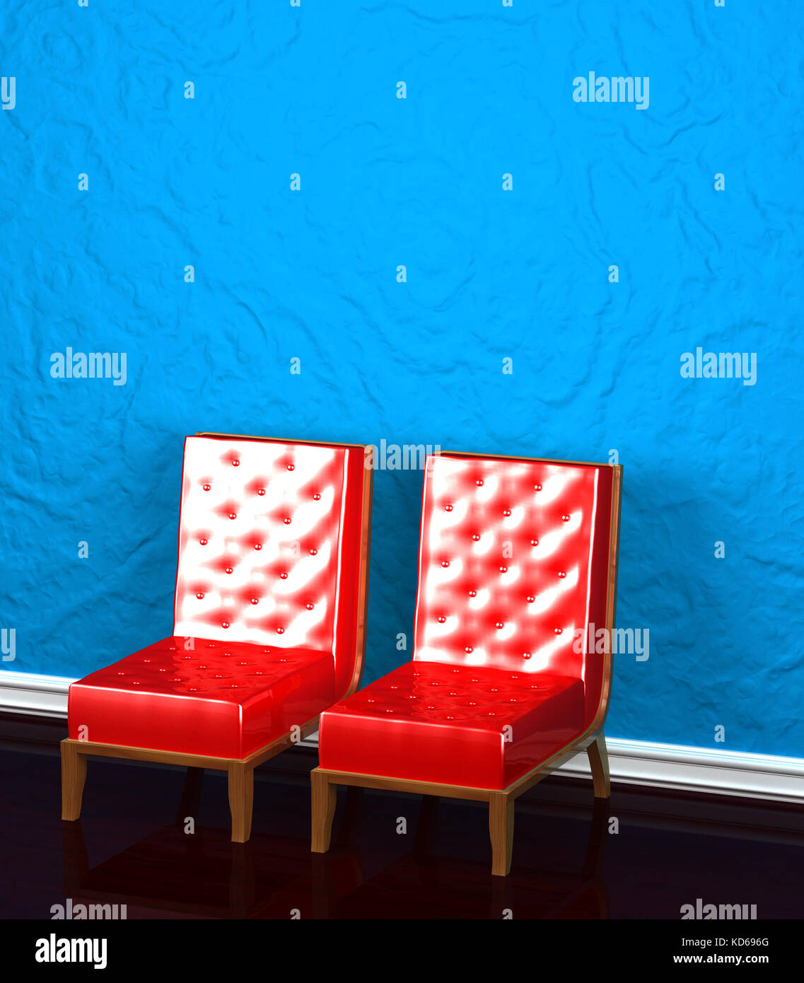 Two chairs near blue wall Stock Photo - Alamy