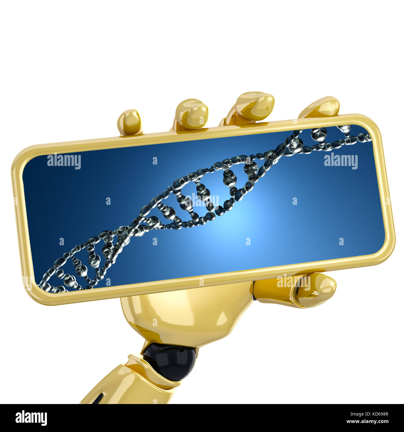 The 3d robotic hand hold a plate with DNA strends. Including clipping ...
