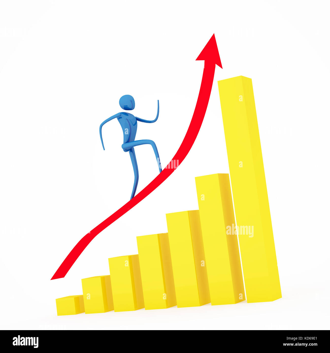 Person going up on a rising red arrow Stock Photo - Alamy