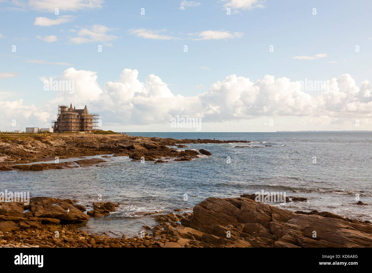 Famous Chateau Turpault at Beg er Lan, Quiberon peninsula, undergoing a ...