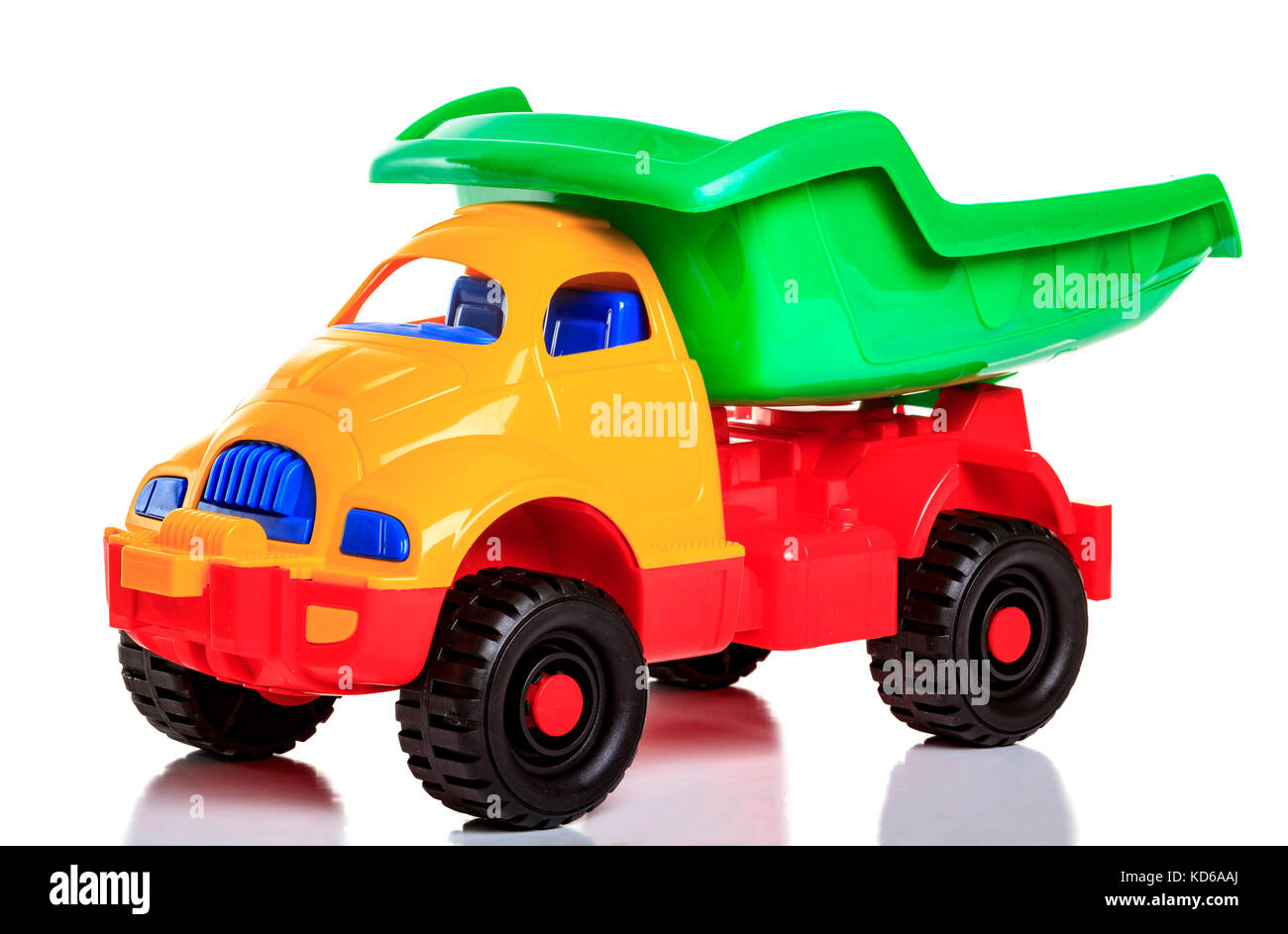 Toy truck isolated on white background Stock Photo - Alamy