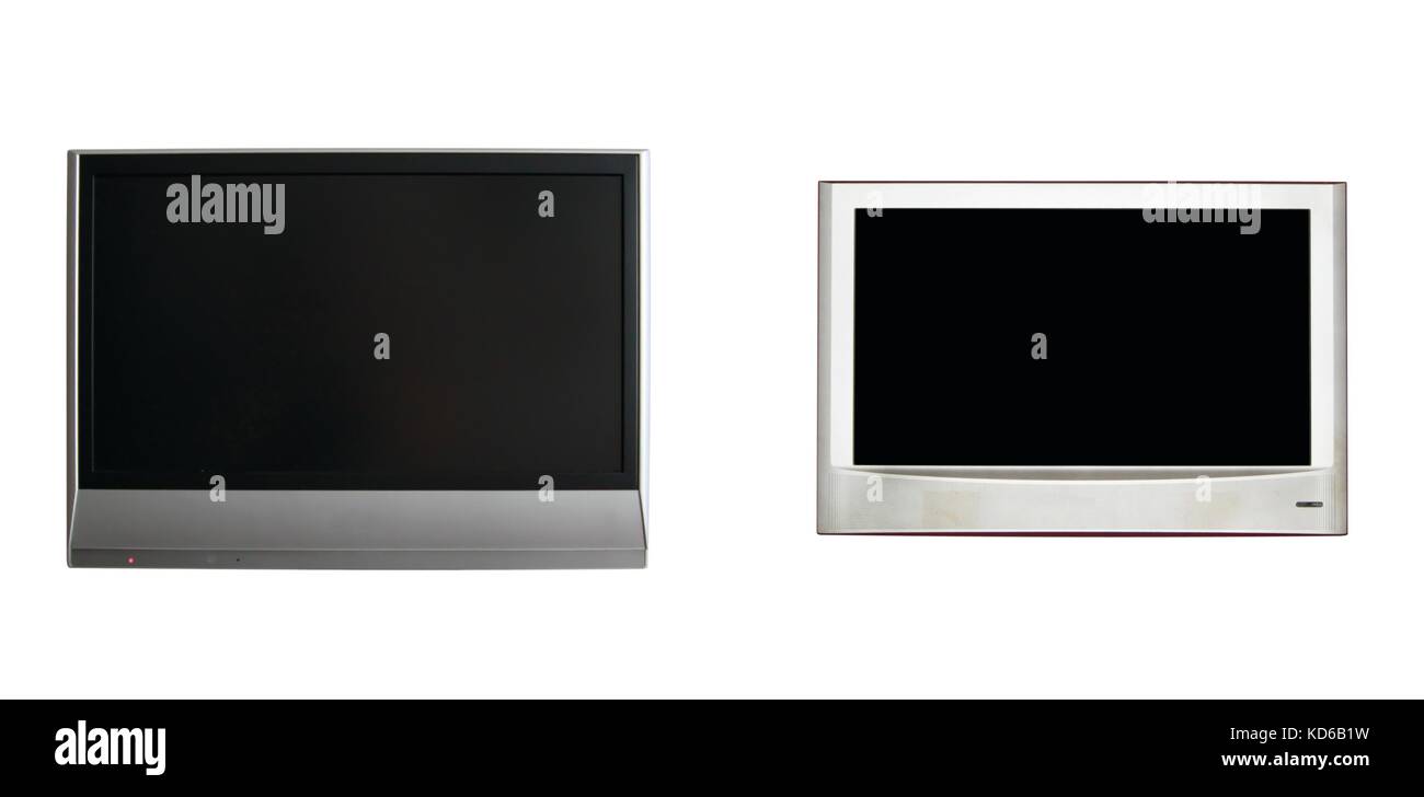 Two LCD screens isolated on white Stock Photo - Alamy