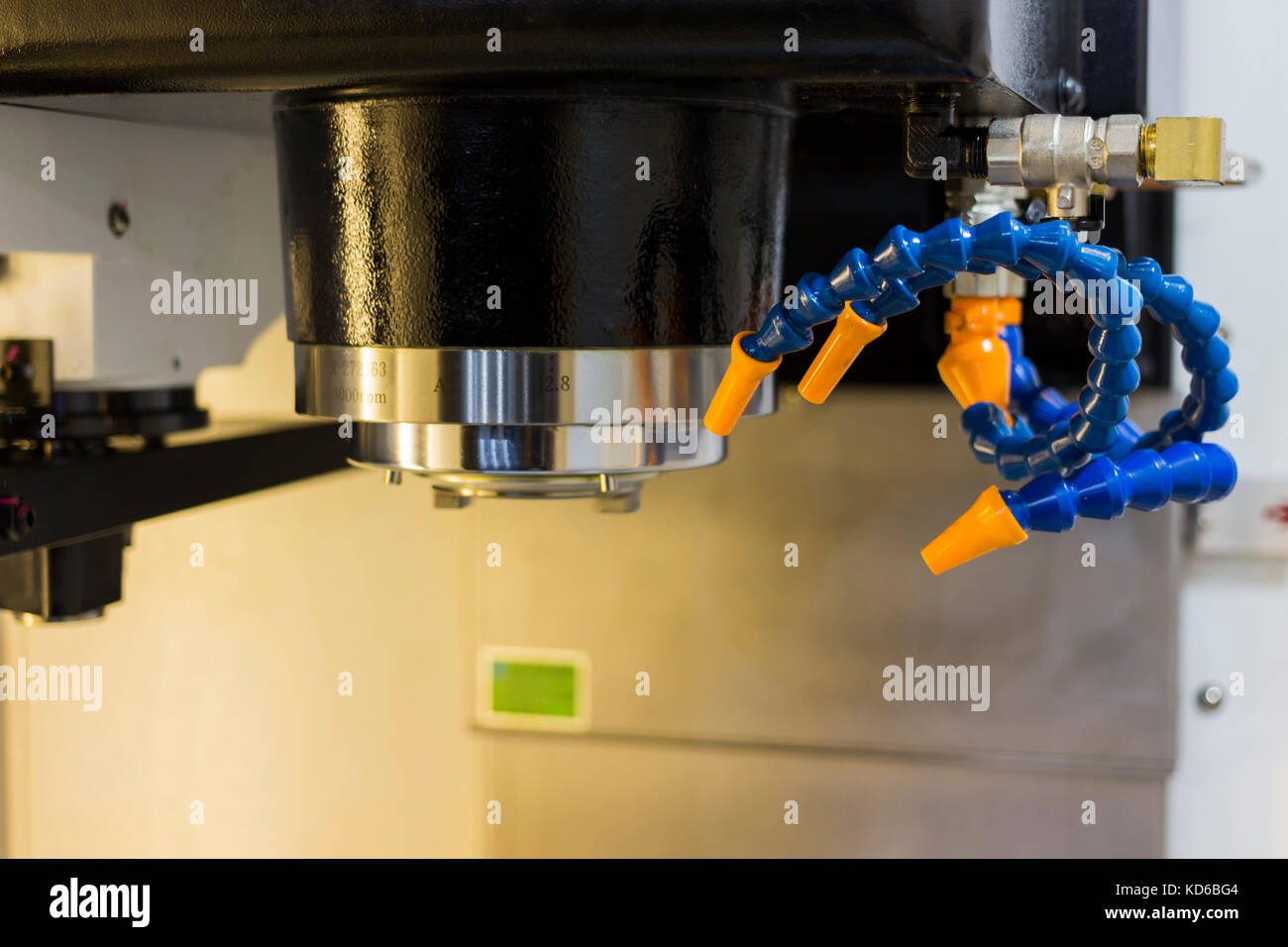 Inside CNC machining Center ; Chuck and Coolant plastic tube Stock ...
