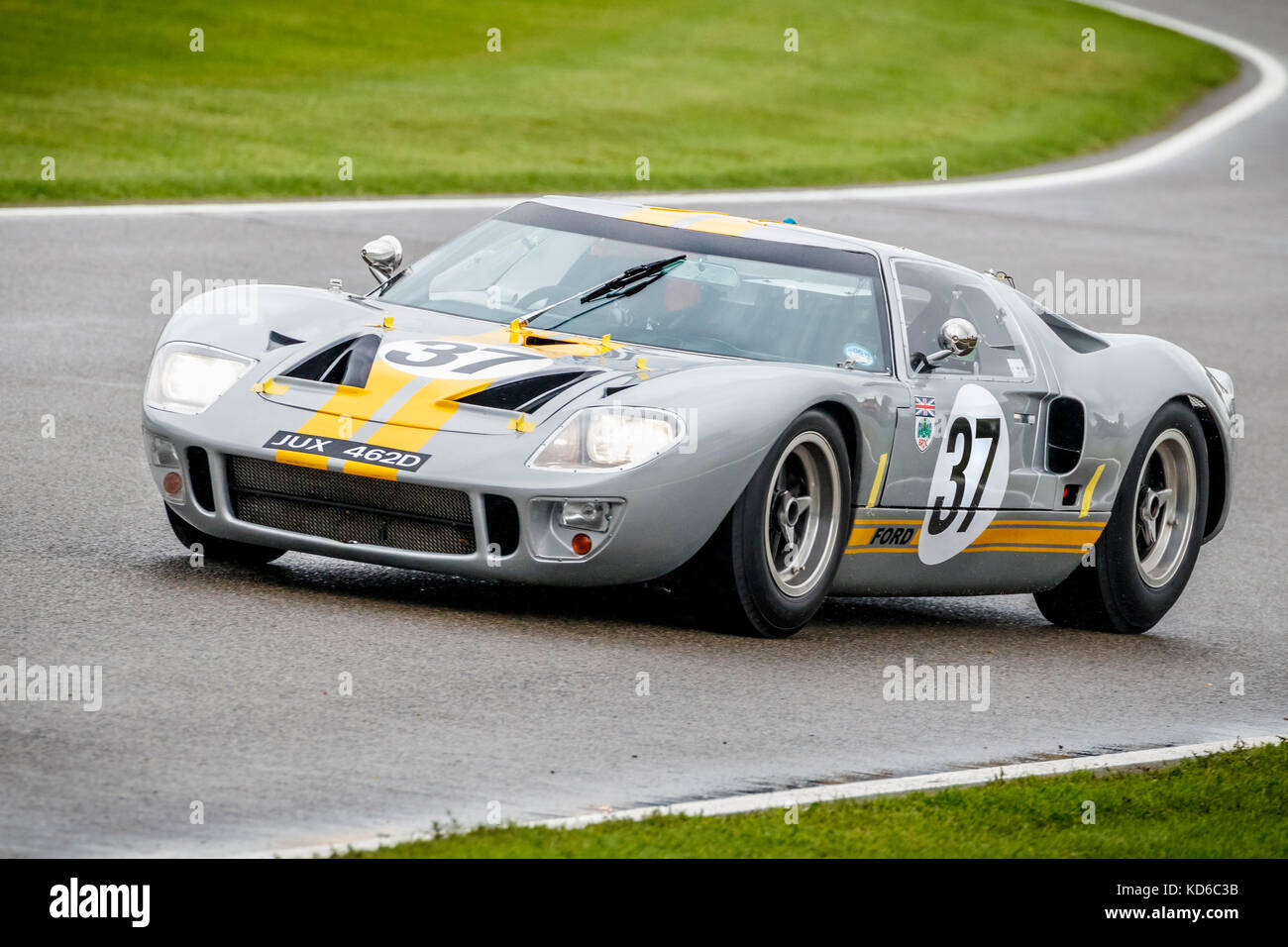 1965 Ford GT40 with driver Mike Jordan during the Whitsun Trophy race ...