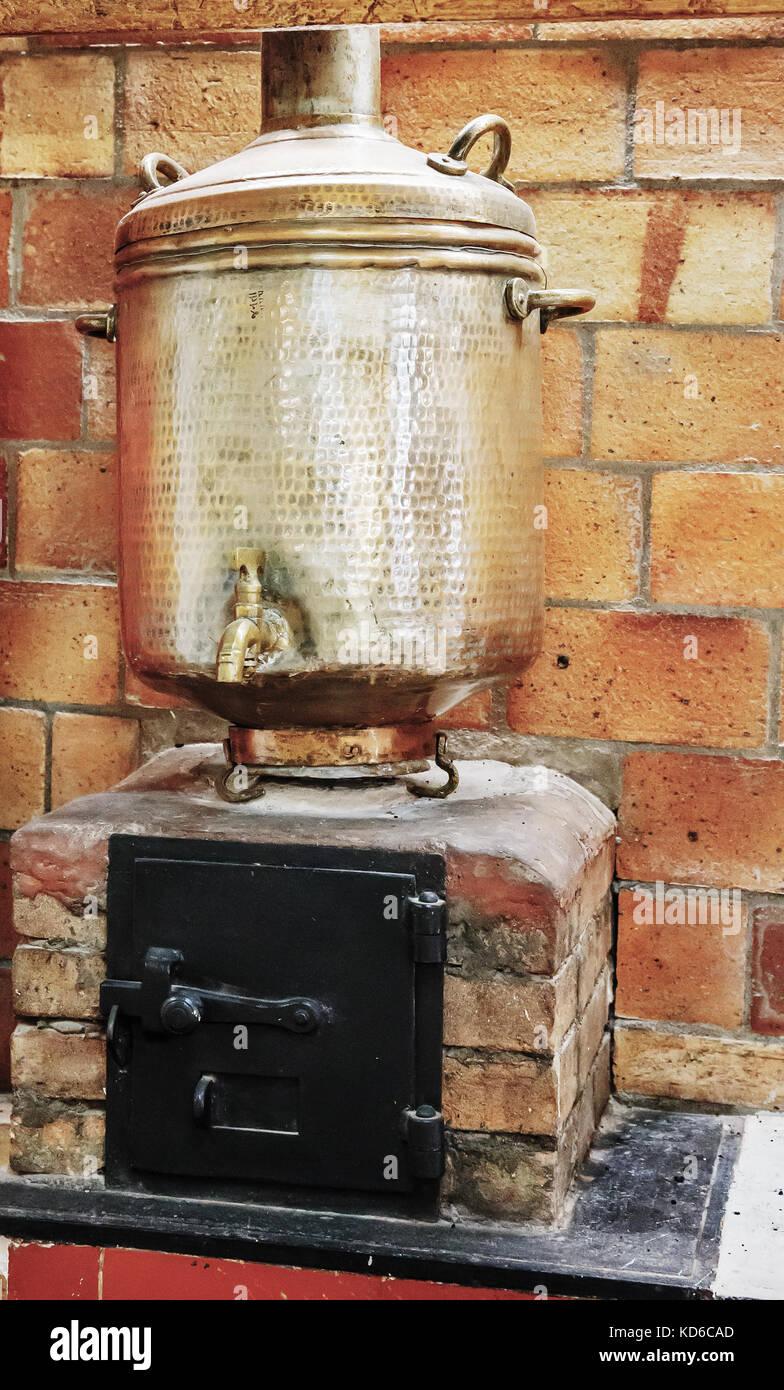 Big old copper samovar in the village kitchen Stock Photo - Alamy