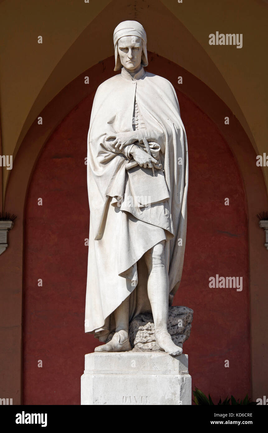 Statue of Dante, in the ground floor arcade of the Loggia Amulea facing ...