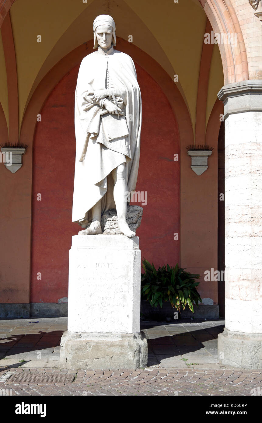 Statue of Dante, in the ground floor arcade of the Loggia Amulea facing ...