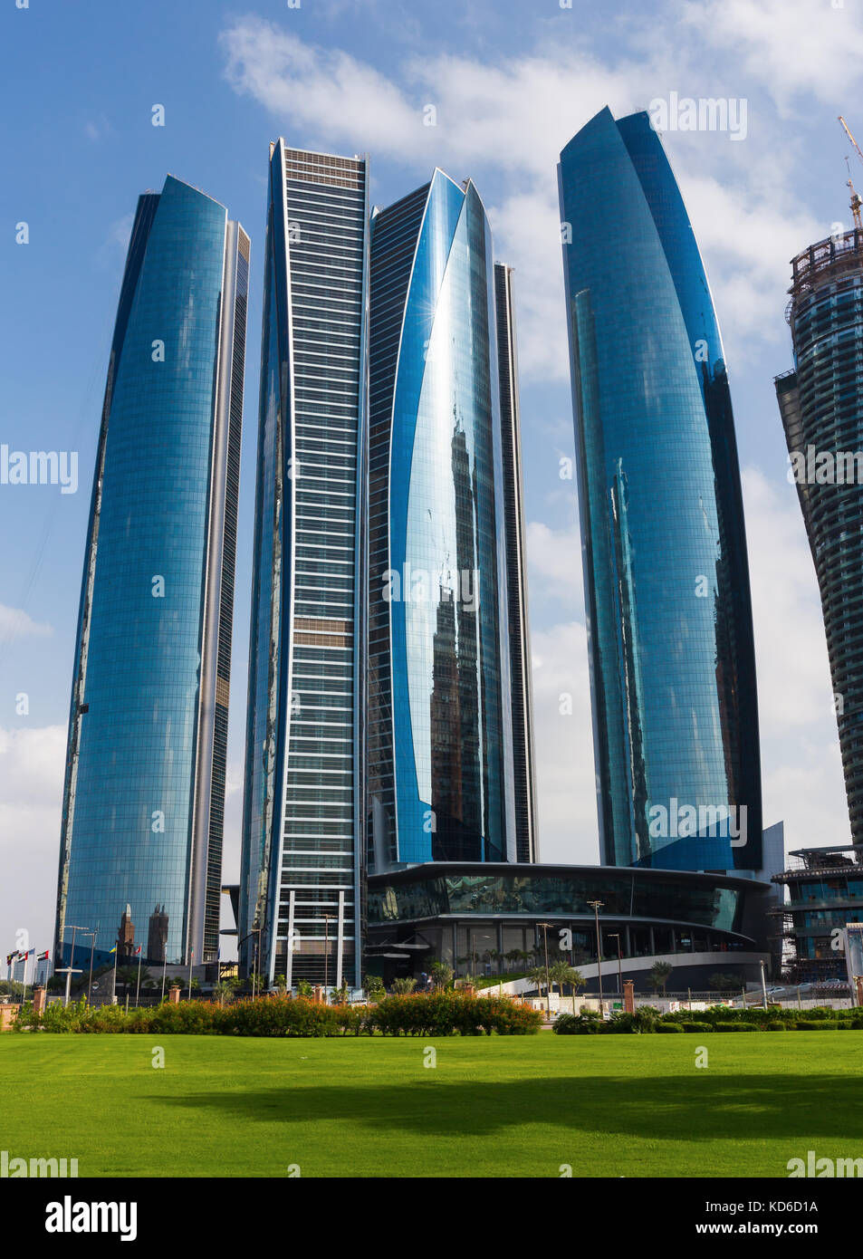 ABU DHABI, UAE - NOVEMBER 5, 2013: Modern high-rise office buildings ...