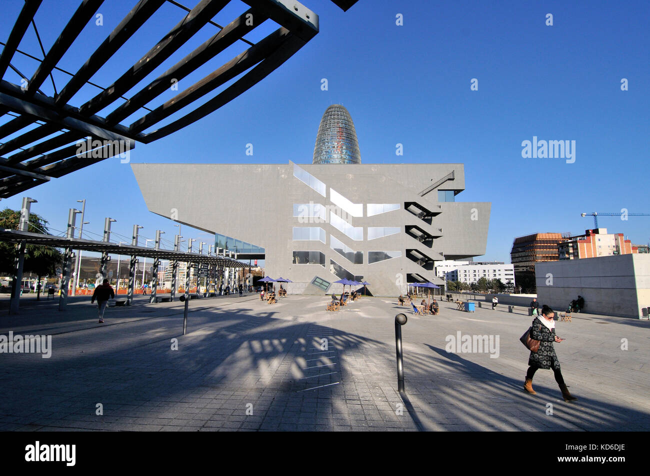 Agbar Tower by Jean Nouvel, 2005, and Disseny Hub Barcelona building ...