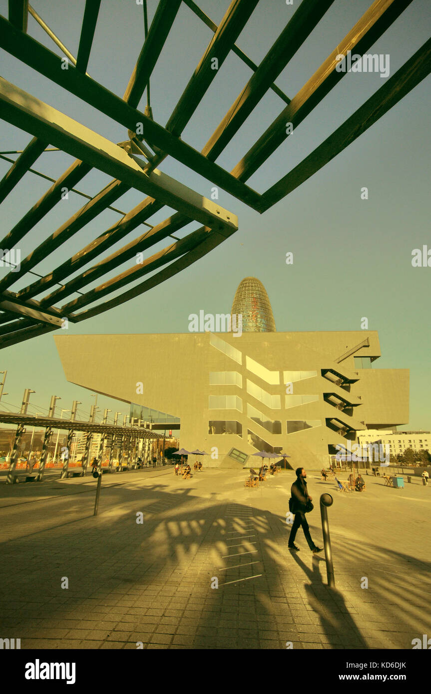 Agbar Tower by Jean Nouvel, 2005, and Disseny Hub Barcelona building ...