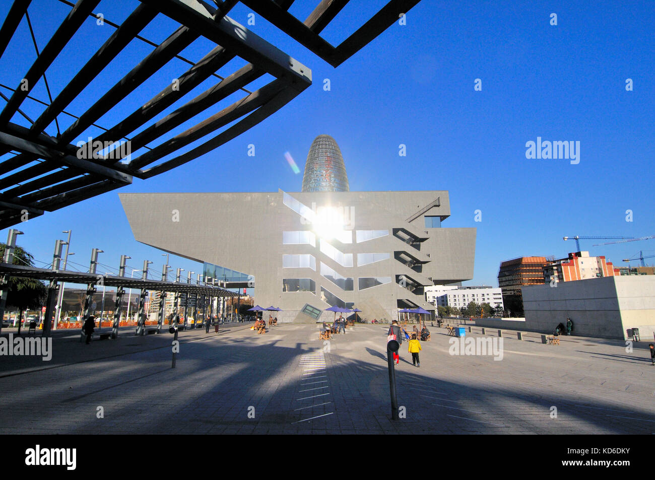 Agbar Tower by Jean Nouvel, 2005, and Disseny Hub Barcelona building ...