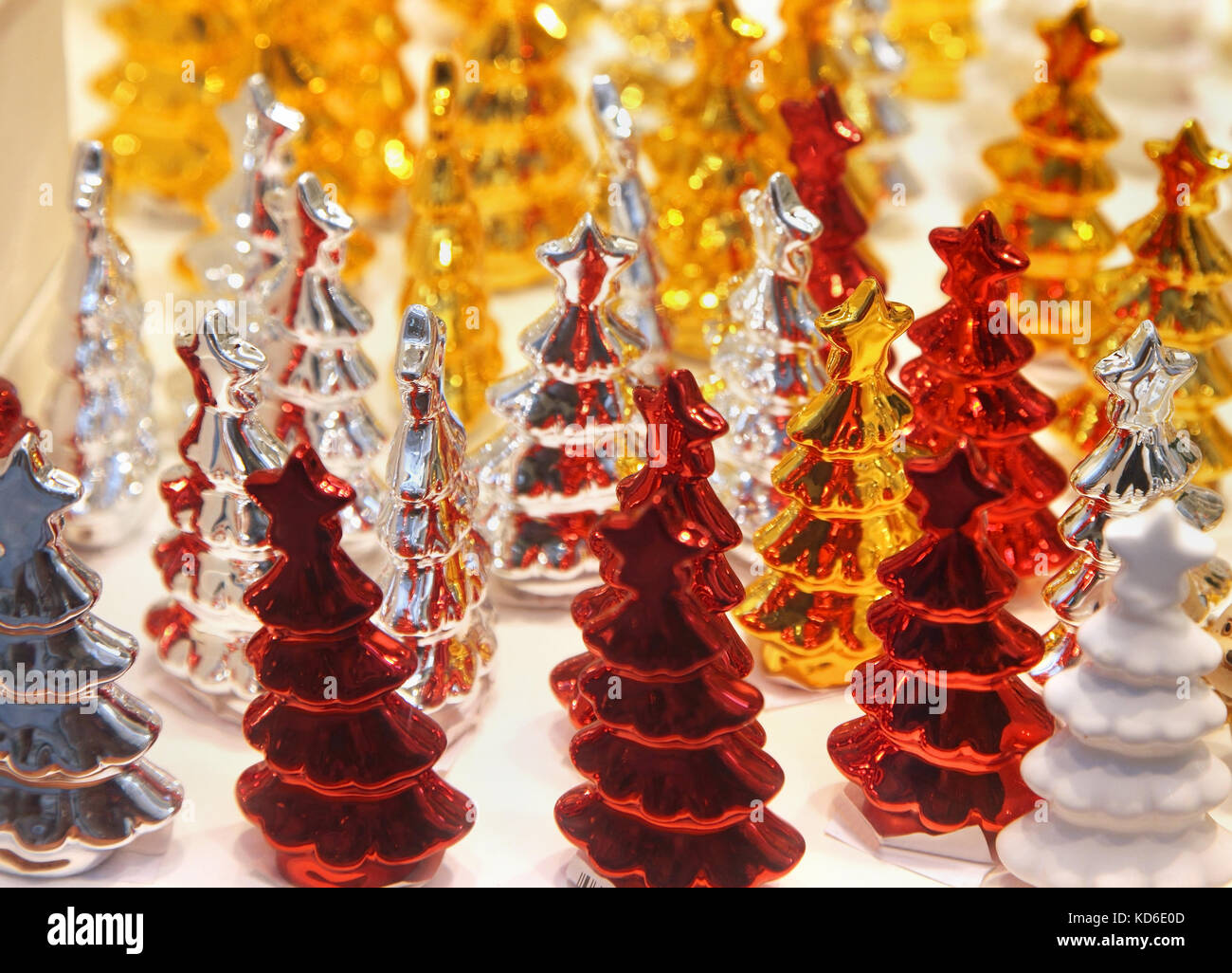 Bunch of shiny decorative Christmas trees figurines Stock Photo - Alamy
