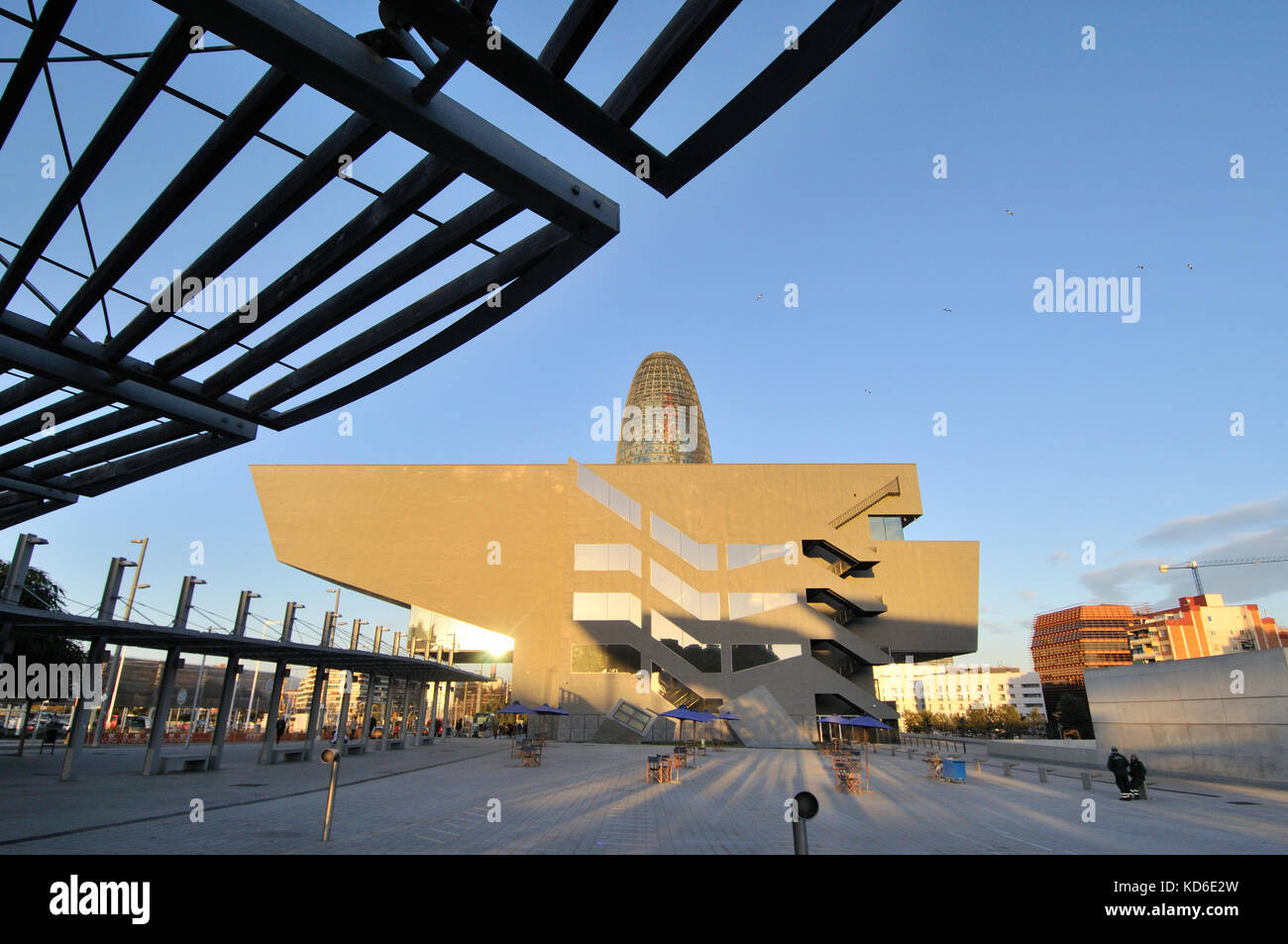 Agbar Tower by Jean Nouvel, 2005, and Disseny Hub Barcelona building ...